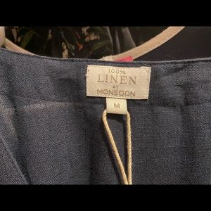 Monsoon | Dresses | New Monsoon London Linen Midi Dress In Navy | Poshmark